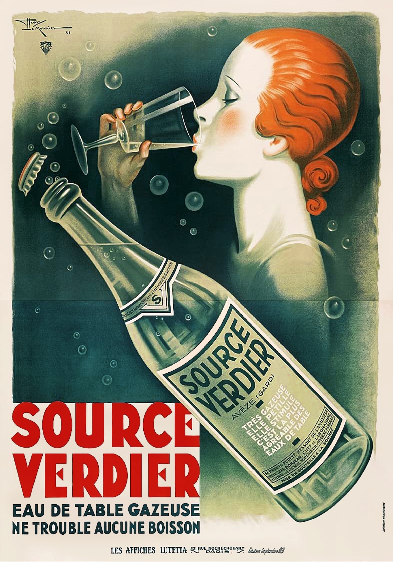SOURCE VERDIER EAU DE TABLE GAZEUSE LEMONNIER HENRI